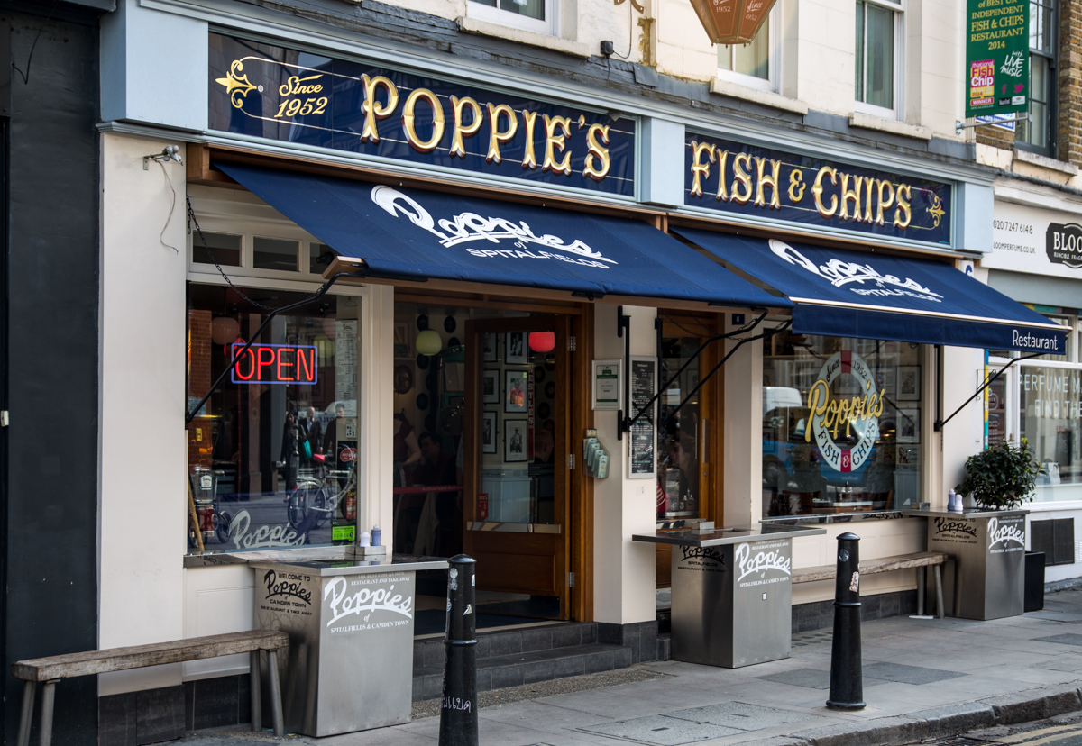 Fish And Chips In Spitalfields, East London - Poppies Fish & Chips